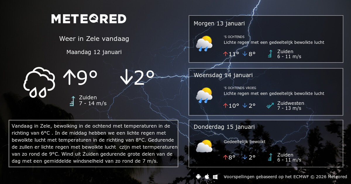 Weer Zele 14 dagen - tameteo.nl | Meteored